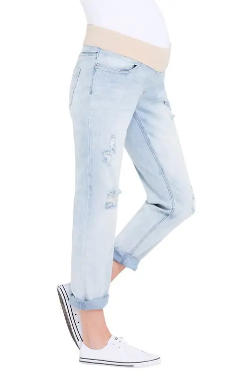 RIPE MATERNITY Baxter Ripped Boyfriend Jeans - Clean Fade
