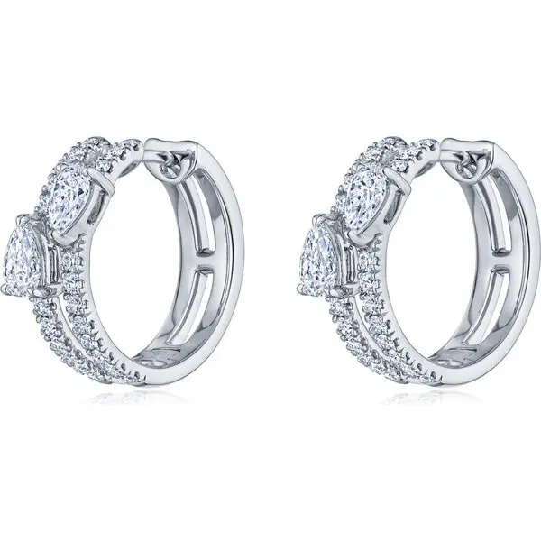 Kwiat Duet Diamond Double Huggie Hoop Earrings - White Gold