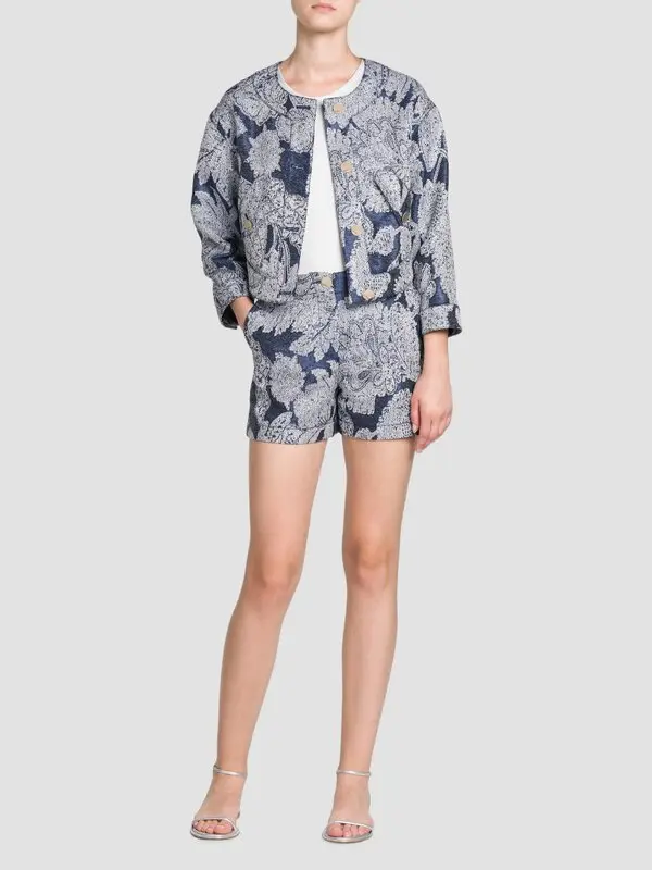 Giorgio Armani Floral Jacquard Cropped Jacket