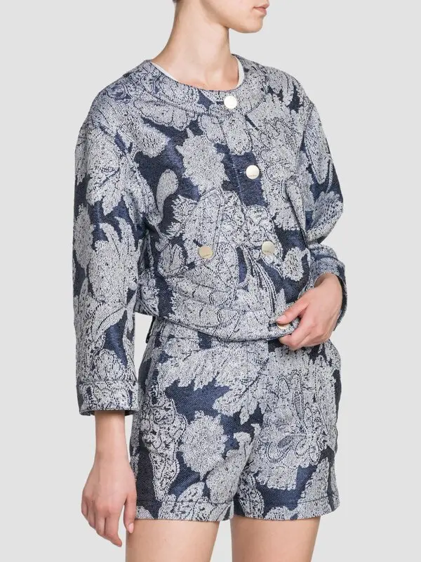 Giorgio Armani Floral Jacquard Cropped Jacket