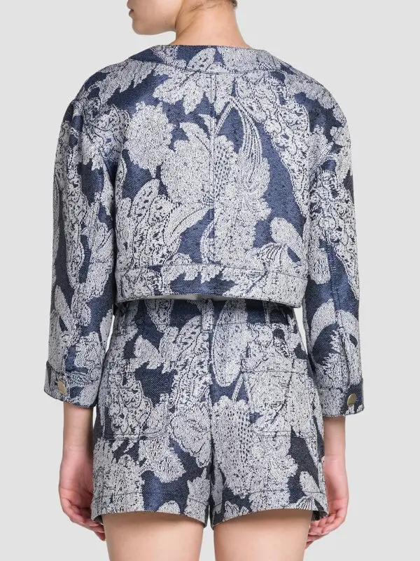 Giorgio Armani Floral Jacquard Cropped Jacket