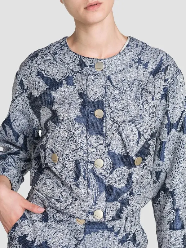 Giorgio Armani Floral Jacquard Cropped Jacket