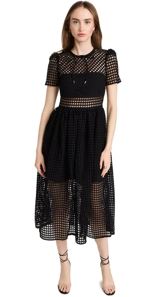 blue dress for baby girl Self-Portrait - Black Rhinestone Lace Maxi Dress