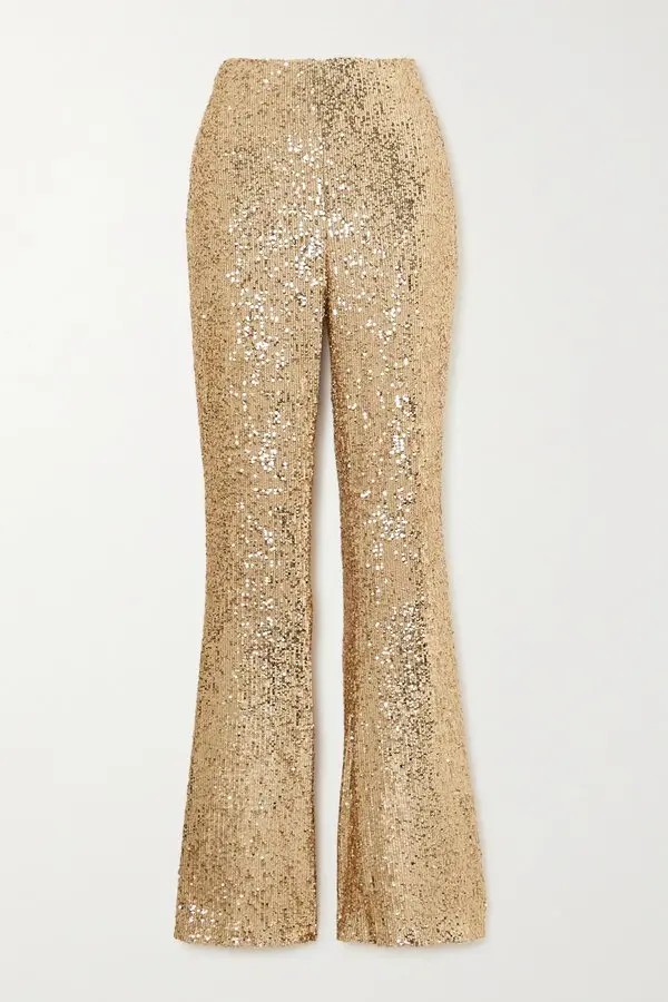 Akris Sequined Stretch-tulle Flared Pants - Gold