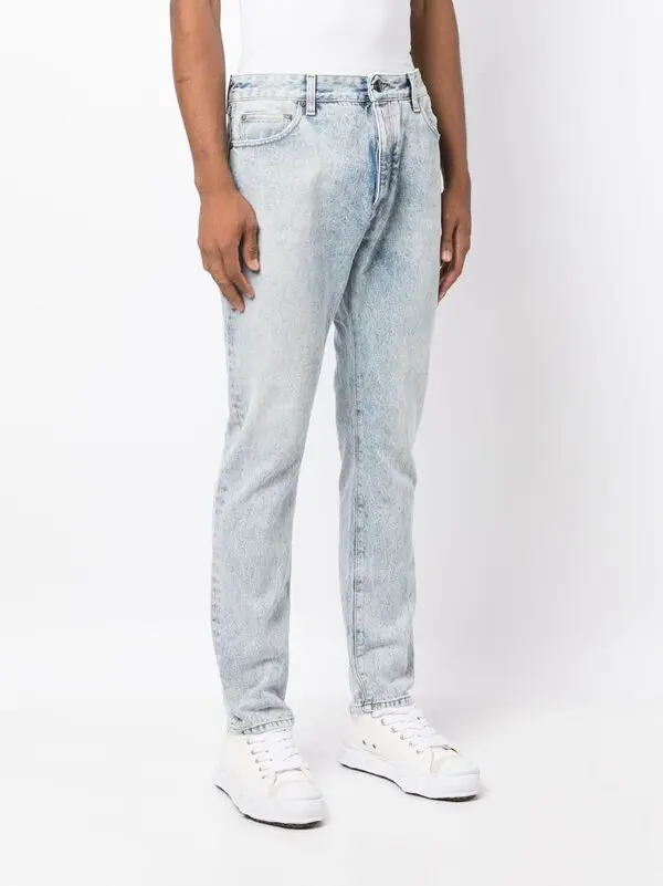Palm Angels Curved-logo Print Jeans - Blue