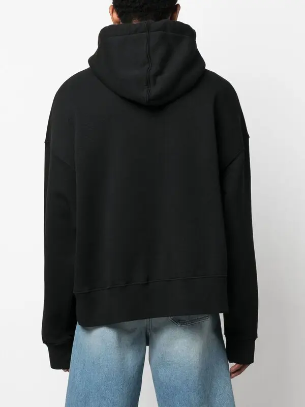 Palm Angels Curved Logo-print Hoodie - Black