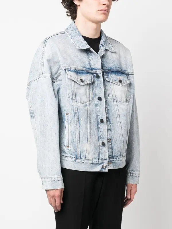 Palm Angels Logo-print Denim Trucker Jacket - Blue