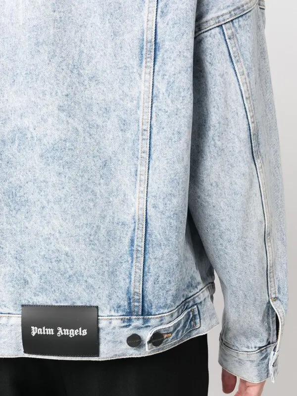 Palm Angels Logo-print Denim Trucker Jacket - Blue