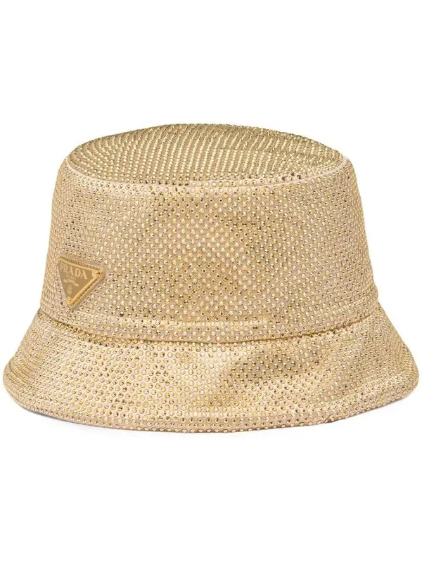 Prada Crystal-embellished Bucket Hat - Gold