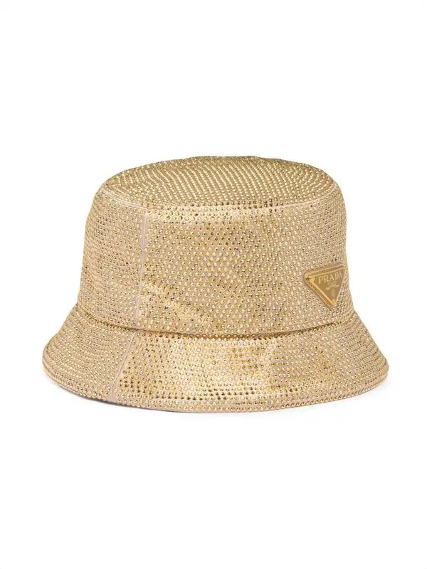 Prada Crystal-embellished Bucket Hat - Gold