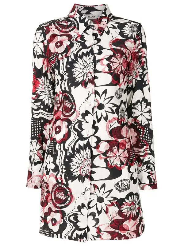AMIR SLAMA Floral-print Beach Cover-up - White