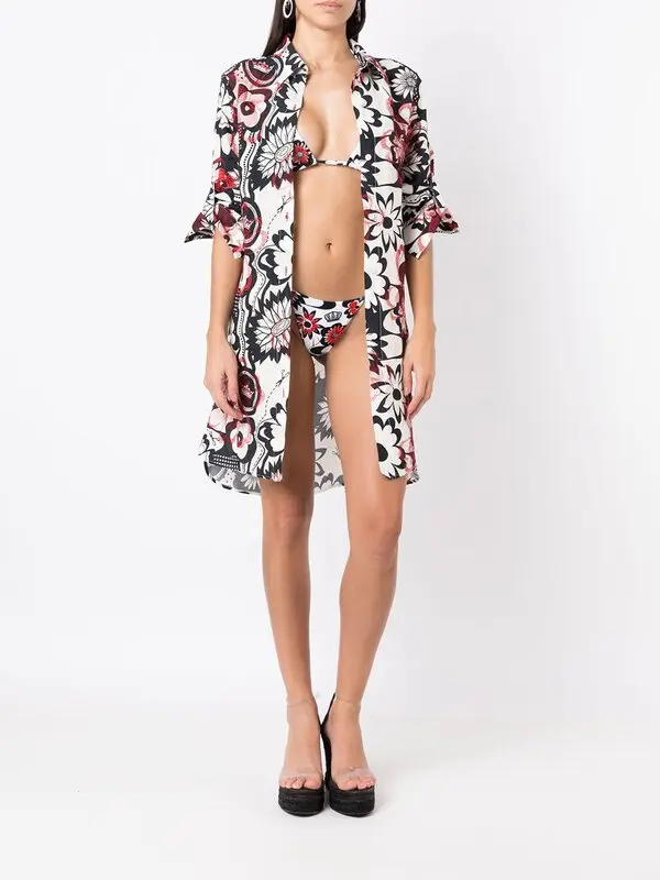 AMIR SLAMA Floral-print Beach Cover-up