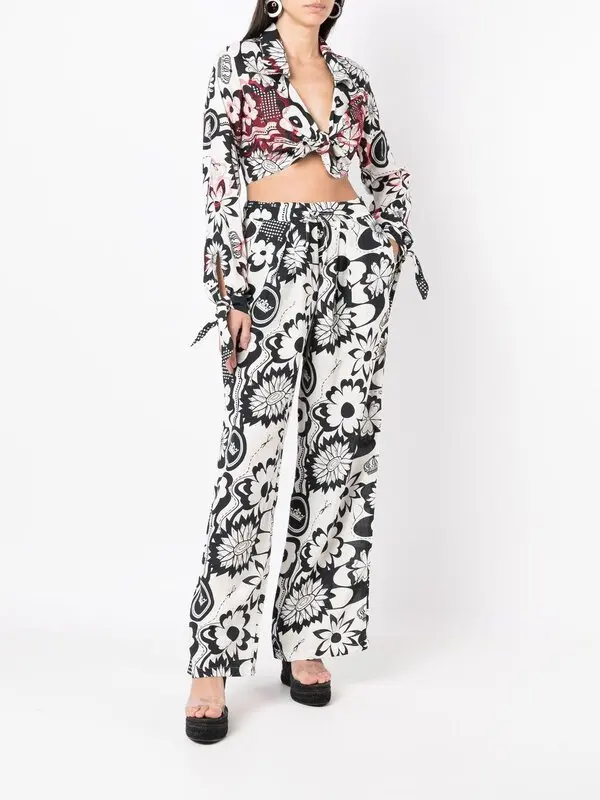 AMIR SLAMA Floral-print Wide-leg Trousers