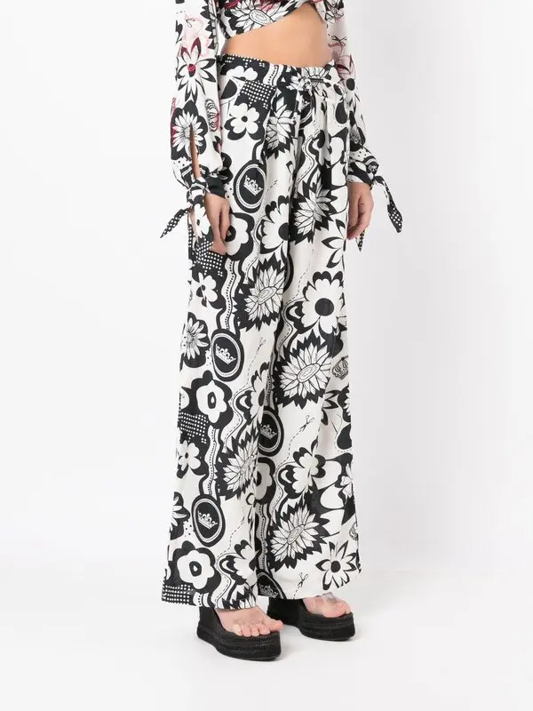 AMIR SLAMA Floral-print Wide-leg Trousers