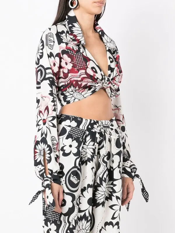 AMIR SLAMA Floral-print Cropped Blouse