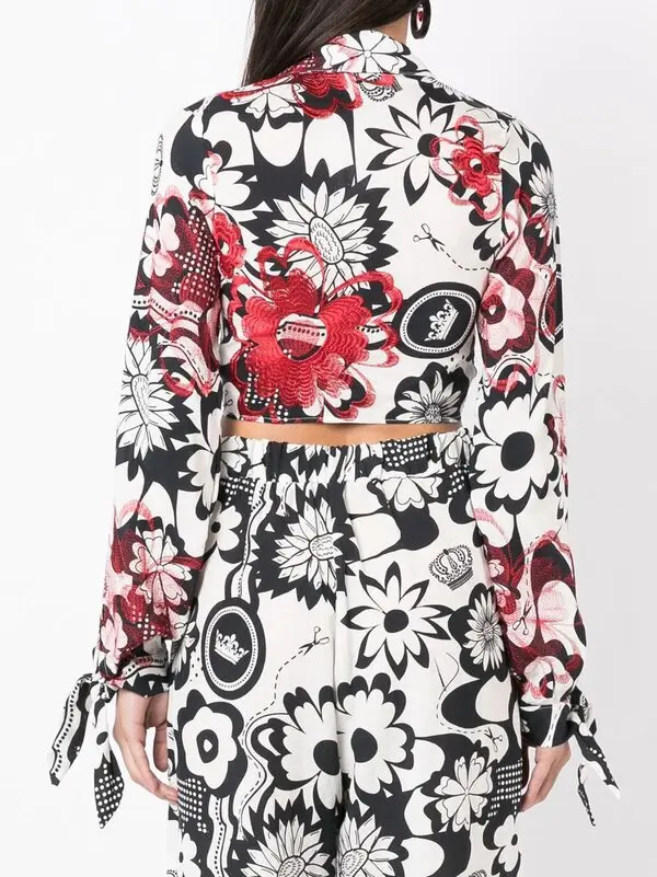 AMIR SLAMA Floral-print Cropped Blouse