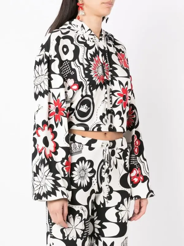 AMIR SLAMA Floral-print Cropped Hoodie