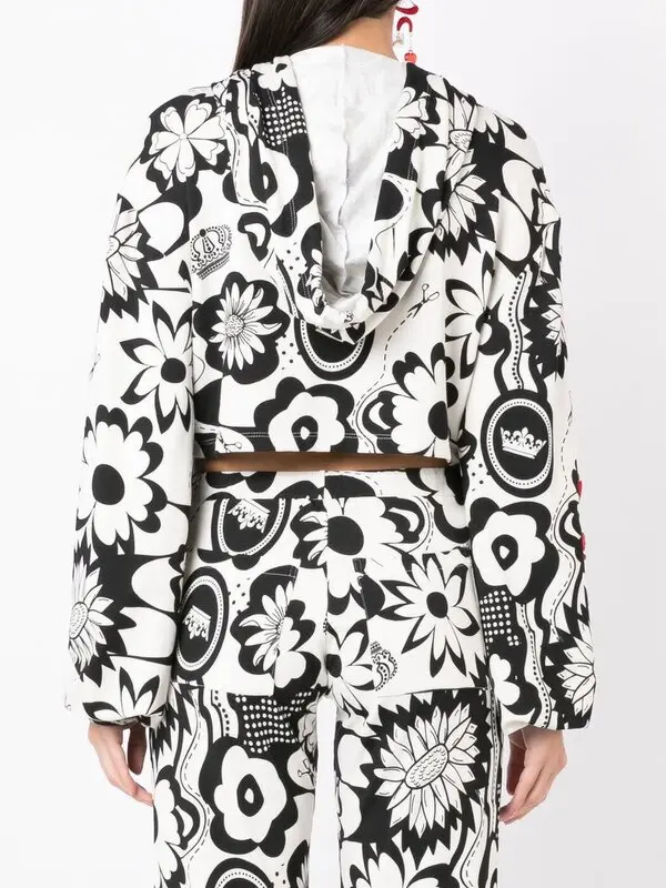 AMIR SLAMA Floral-print Cropped Hoodie