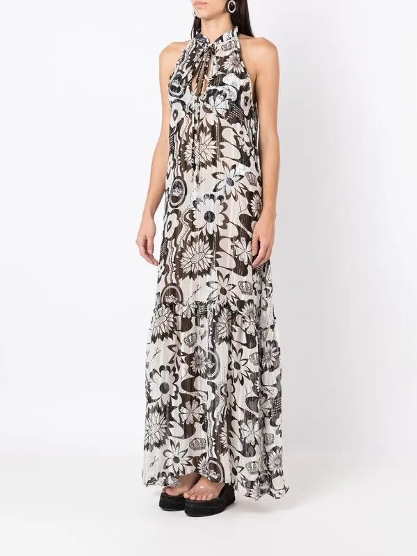 AMIR SLAMA Floral-print Halterneck Beach Dress