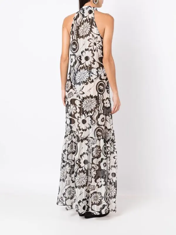 AMIR SLAMA Floral-print Halterneck Beach Dress