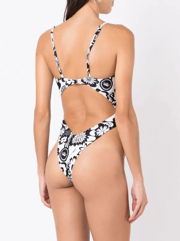 AMIR SLAMA Floral-print Cut-out Swimsuit