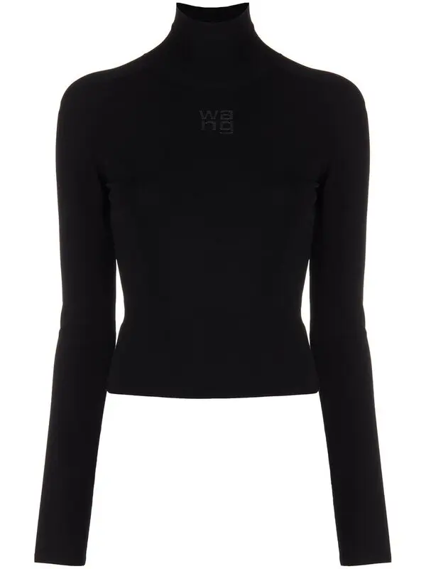 Alexander Wang Roll Neck Embossed-logo Jumper - Black