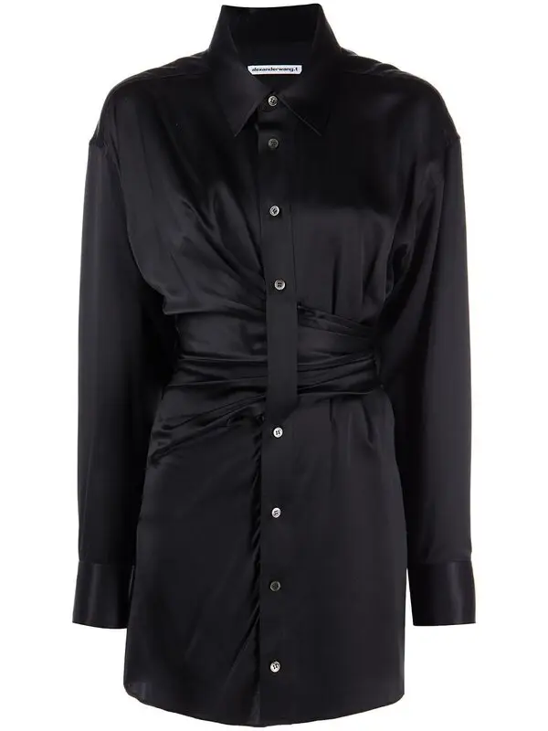 Alexander Wang Draped Satin Shirt Dress