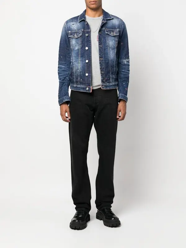 Dsquared2 Paint Splatter-print Denim Jacket