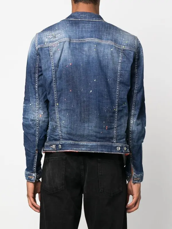 Dsquared2 Paint Splatter-print Denim Jacket