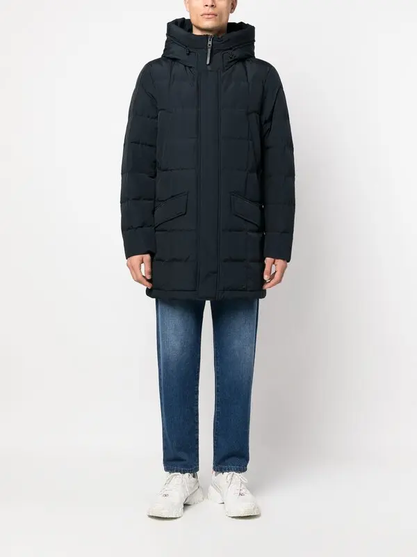 Woolrich Funnel Neck Padded Coat - Blue