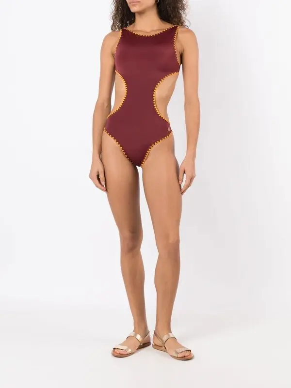 BRIGITTE Contrast-stitch Cut-out Swimsuit