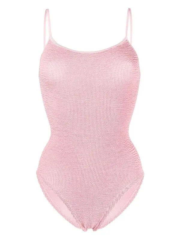 Hunza G Pamela Metallic Seersucker Swimsuit - Pink