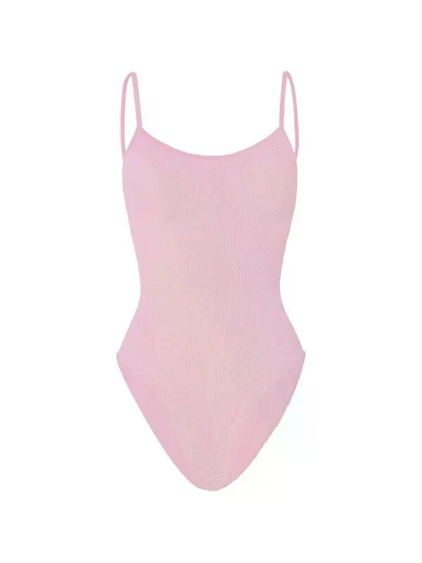 Hunza G Pamela Metallic Seersucker Swimsuit - Pink
