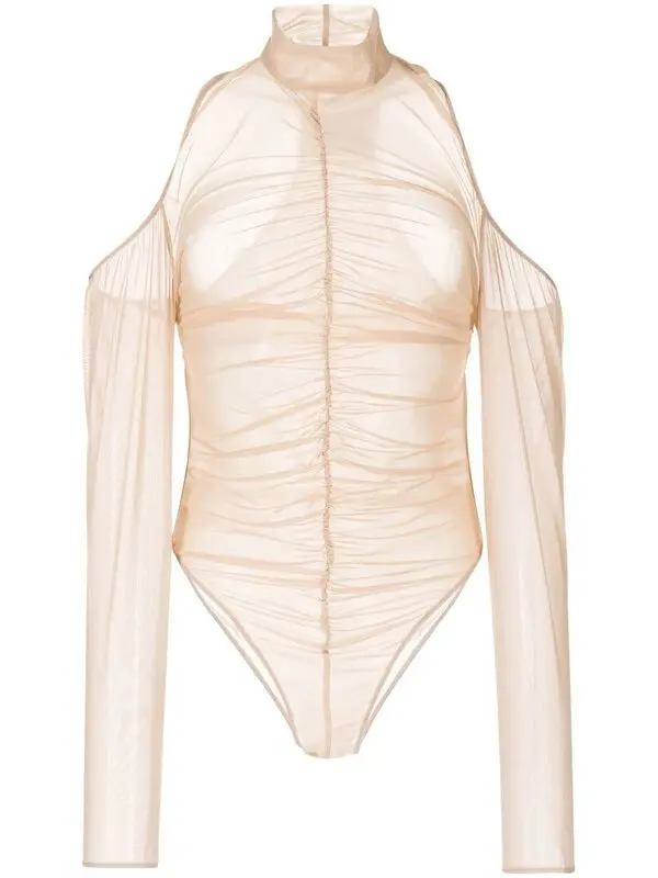 BOYAROVSKAYA Ruched Mesh Bodysuit
