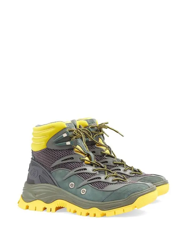 Gucci Contrast-panel Lace-up Boots