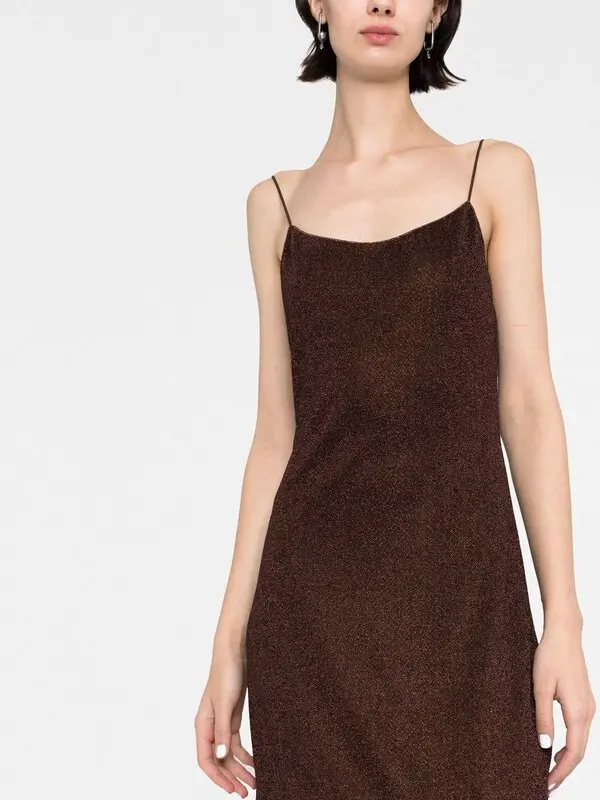 Oseree Feather-trimmed Metaic Sip Dress