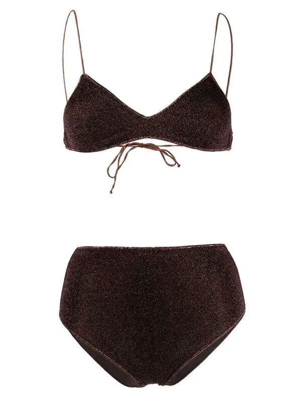 Oseree Metallic-detail Two-piece Bikini - Brown