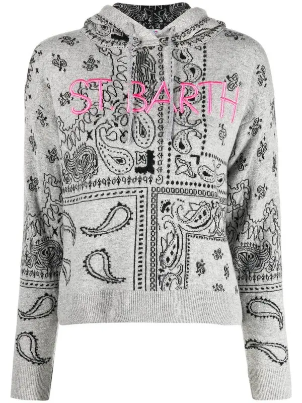 MC2 SAINT BARTH Paisley-print Pullover Hoodie - Grey