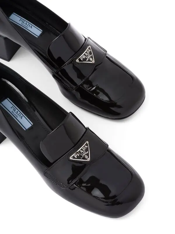 Prada Triangle-logo Patent Leather Loafers