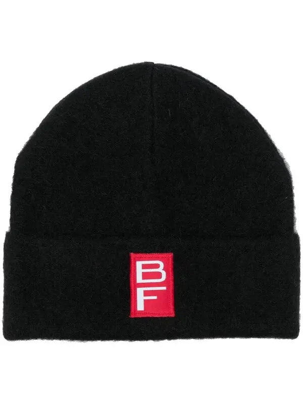 By Far Logo Patch Beanie - Black