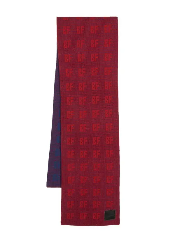 By Far Jacquard Grid Scarf - Blue