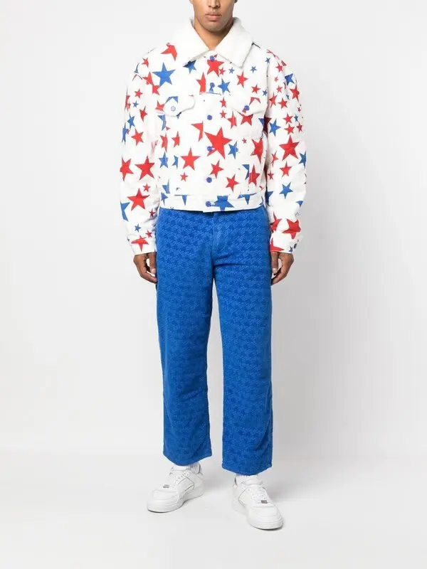 ERL Graphic-print Corduroy Trousers - Blue