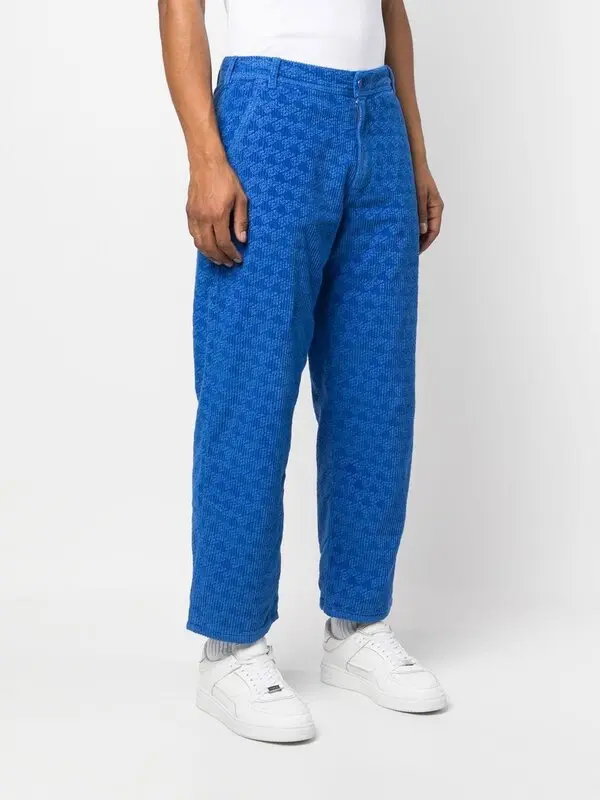 ERL Graphic-print Corduroy Trousers - Blue