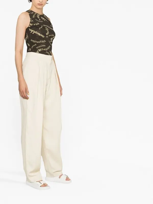Stella McCartney High-waisted Pleated Trousers - Neutrals