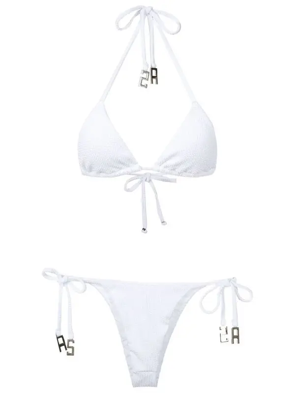 AMIR SLAMA Ribbed Triangle Bikini - White