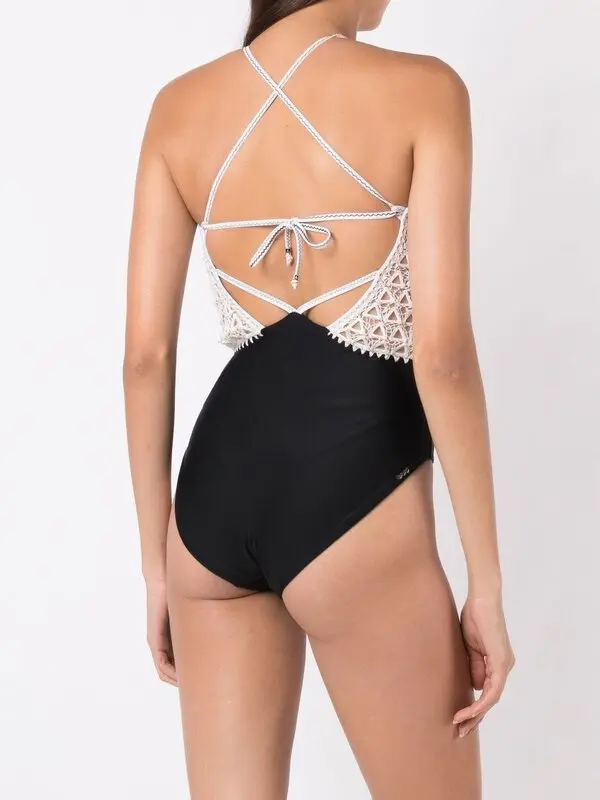 AMIR SLAMA Lace Detail Halterneck Swimsuit