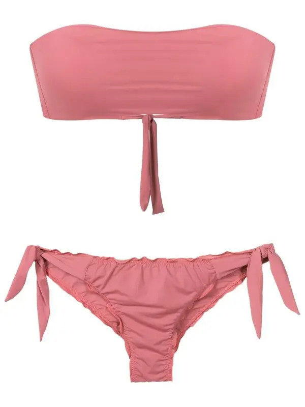AMIR SLAMA Gathered-detailing Bandeau Bikini - Neutrals