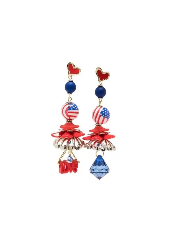 AMIR SLAMA BIJOUX Amir Slama American-flag Statement Drop Earrings - Red