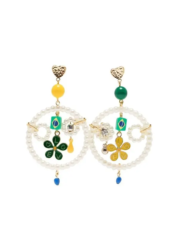 AMIR SLAMA Faux Pearl-embellished Drop Earrings - White