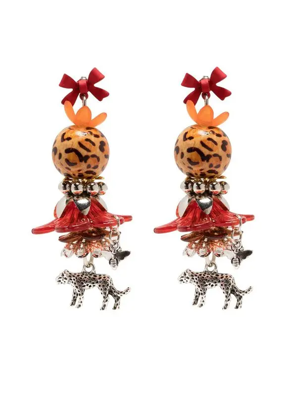 AMIR SLAMA BIJOUX Leopard Drop Earrings - Red